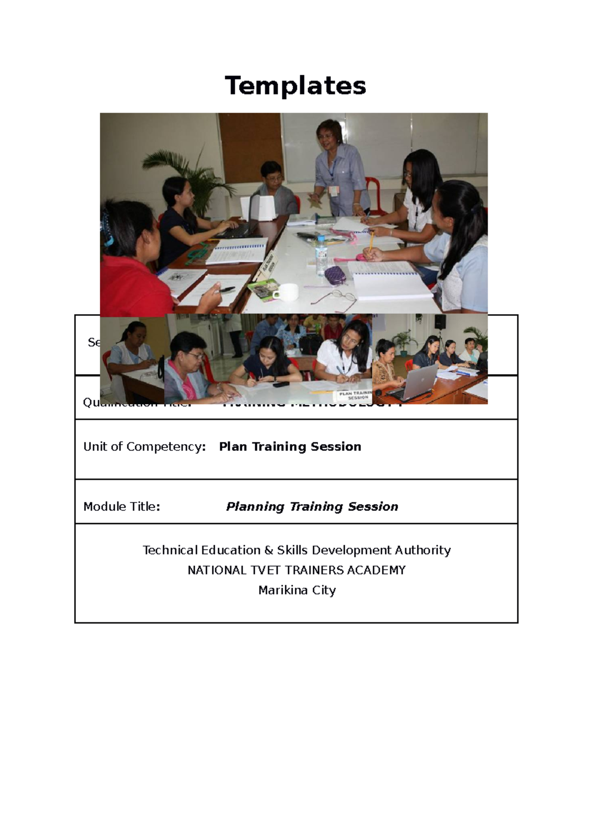 TM1 Templates - notes - Templates Sector : TVET Qualification Title ...