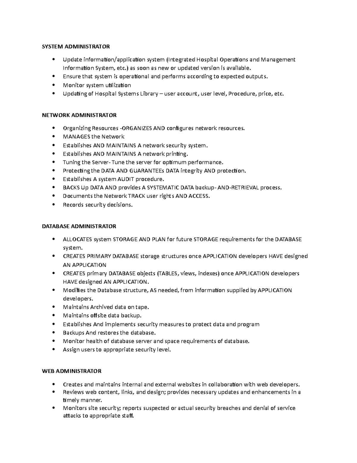 System Administrator - SYSTEM ADMINISTRATOR Update information ...