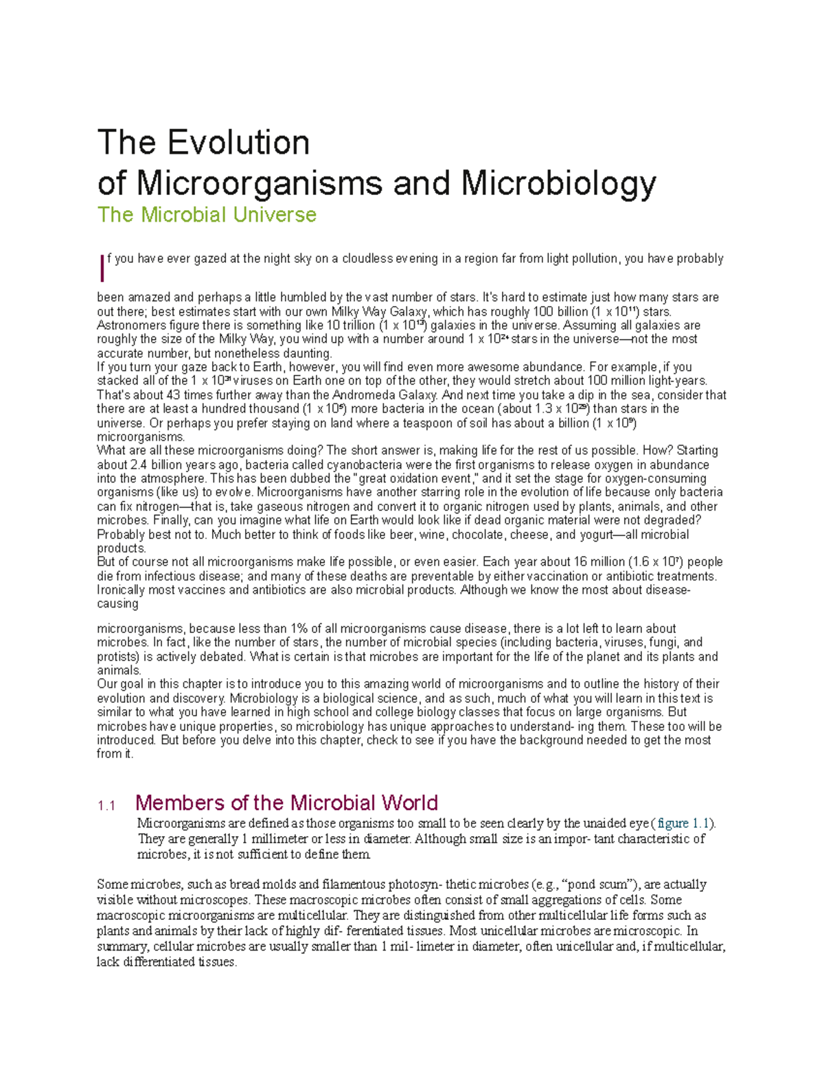 Microbiology Text Book Midterm - The Evolution of Microorganisms and ...