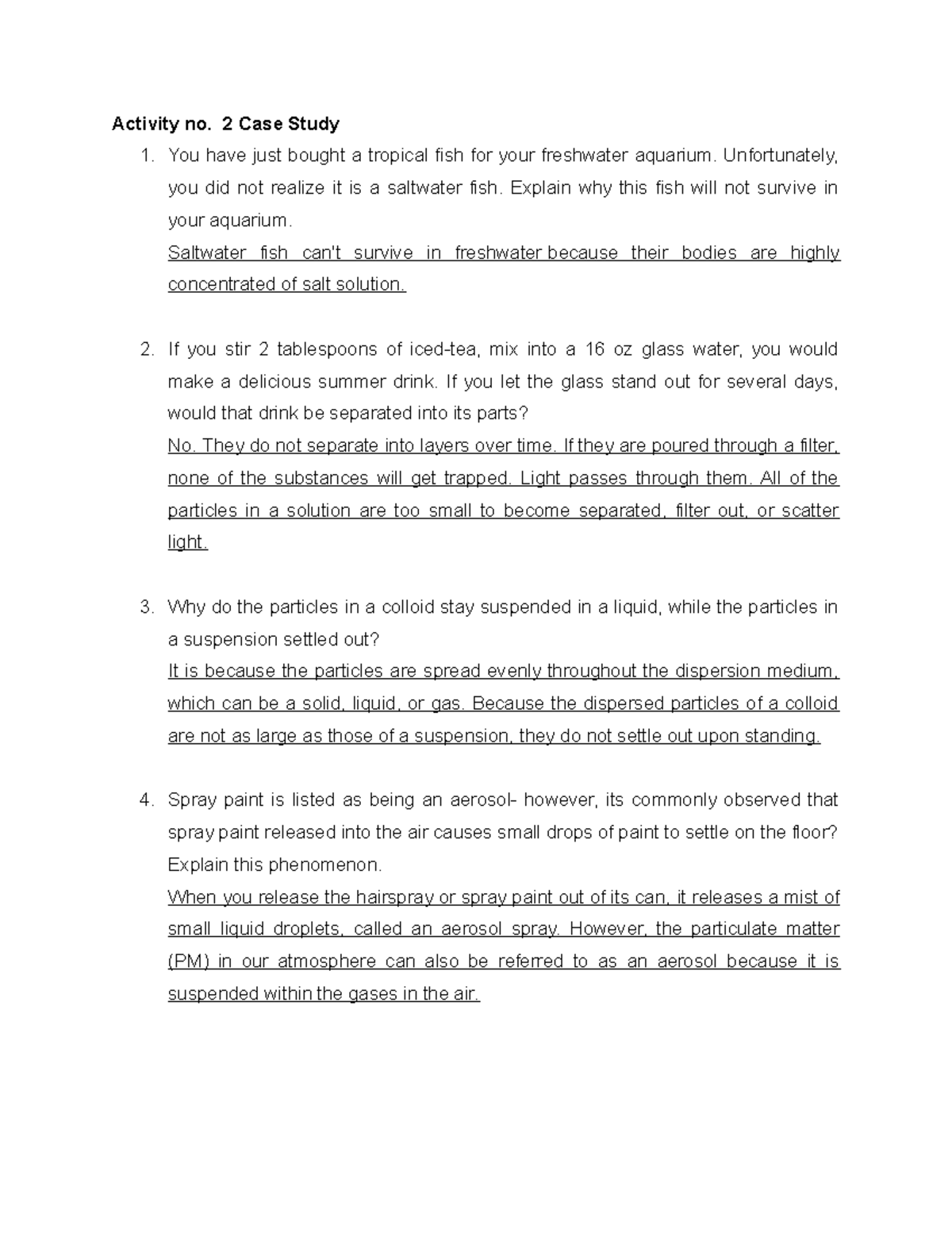 Activity no. 3 Case scenario (Biochem Lab) - Activity no. 2 Case Study ...