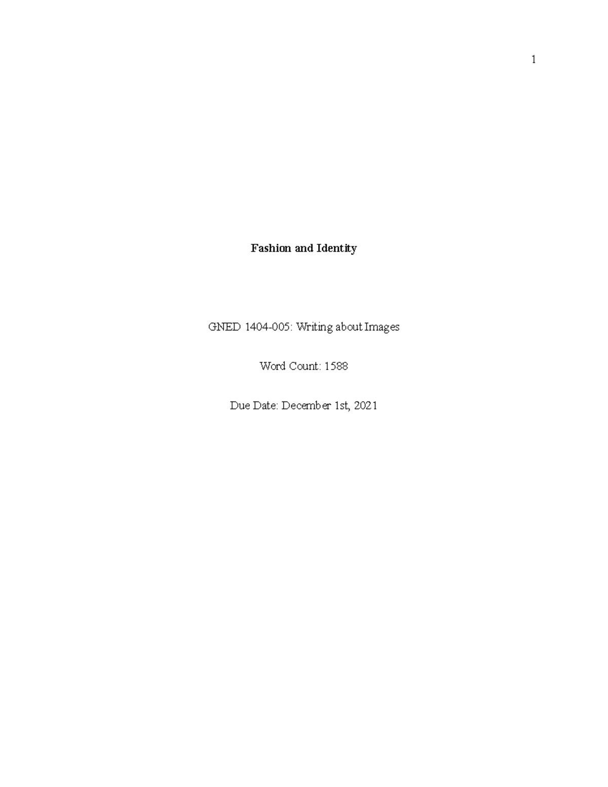 Research Paper - Fashion and Identity GNED 1404-005: Writing about ...