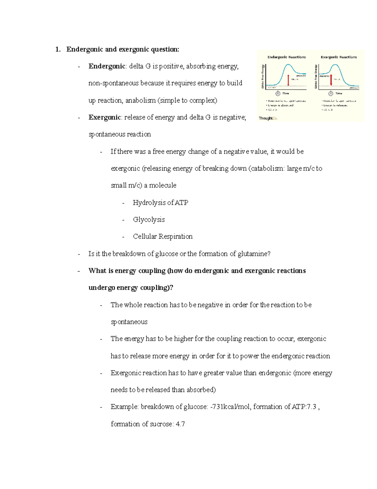 Bio LA session-going over test - 1. Endergonic and exergonic question ...