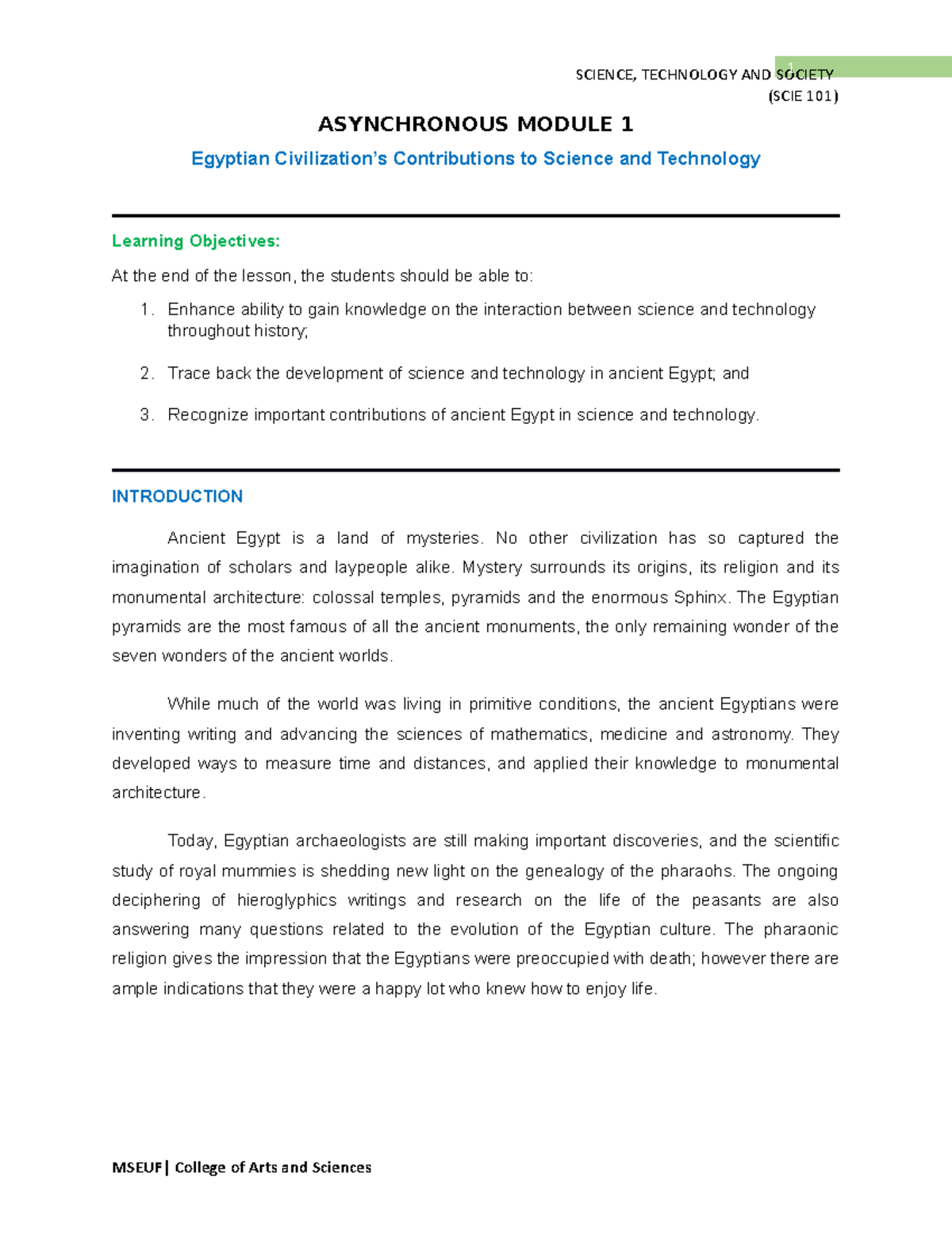 Prelim WEEK 1 STS Asynchronous Module 1 - ASYNCHRONOUS MODULE 1 ...