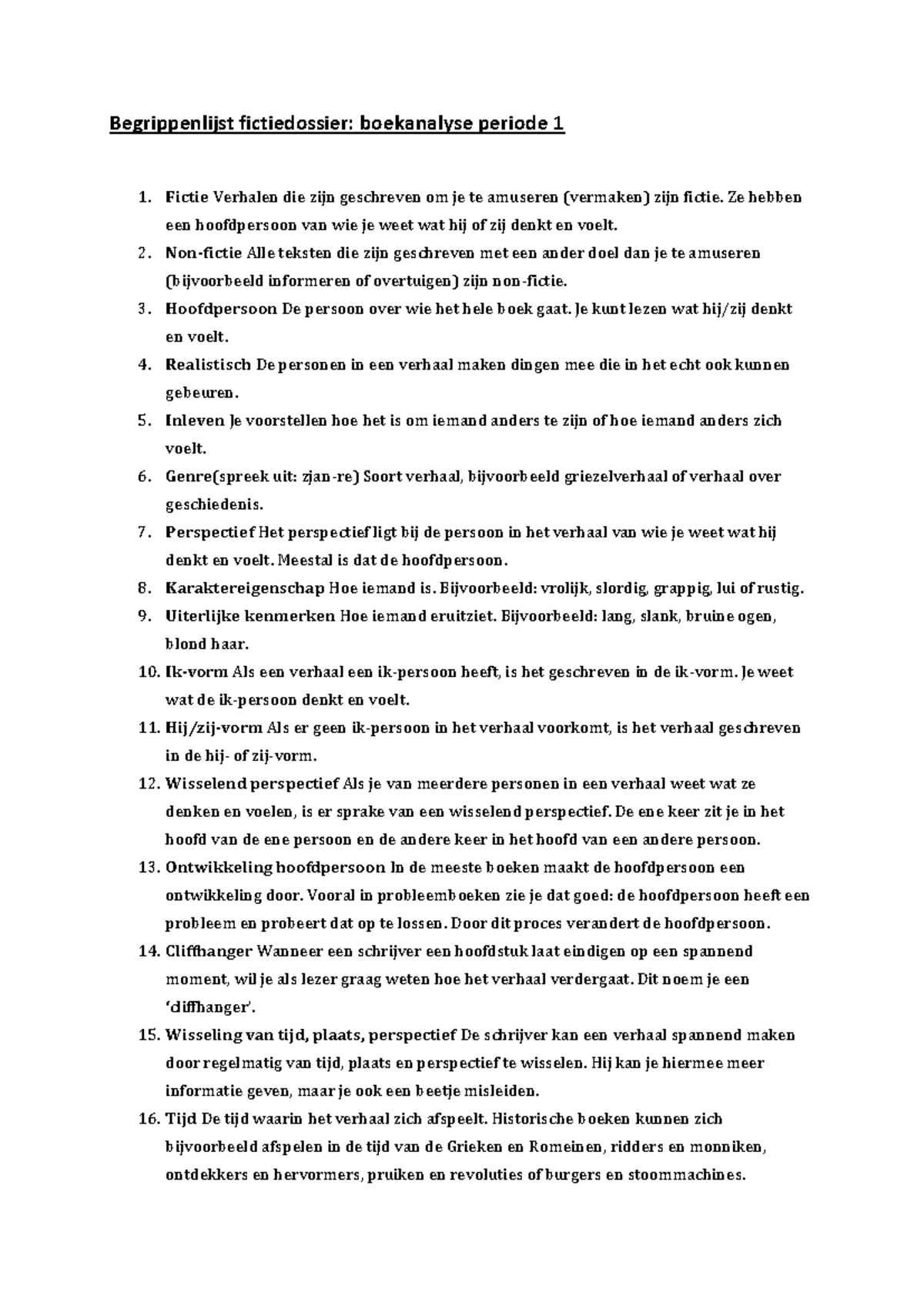 Begrippen boekanalyse - Begrippenlijst fictiedossier: boekanalyse ...