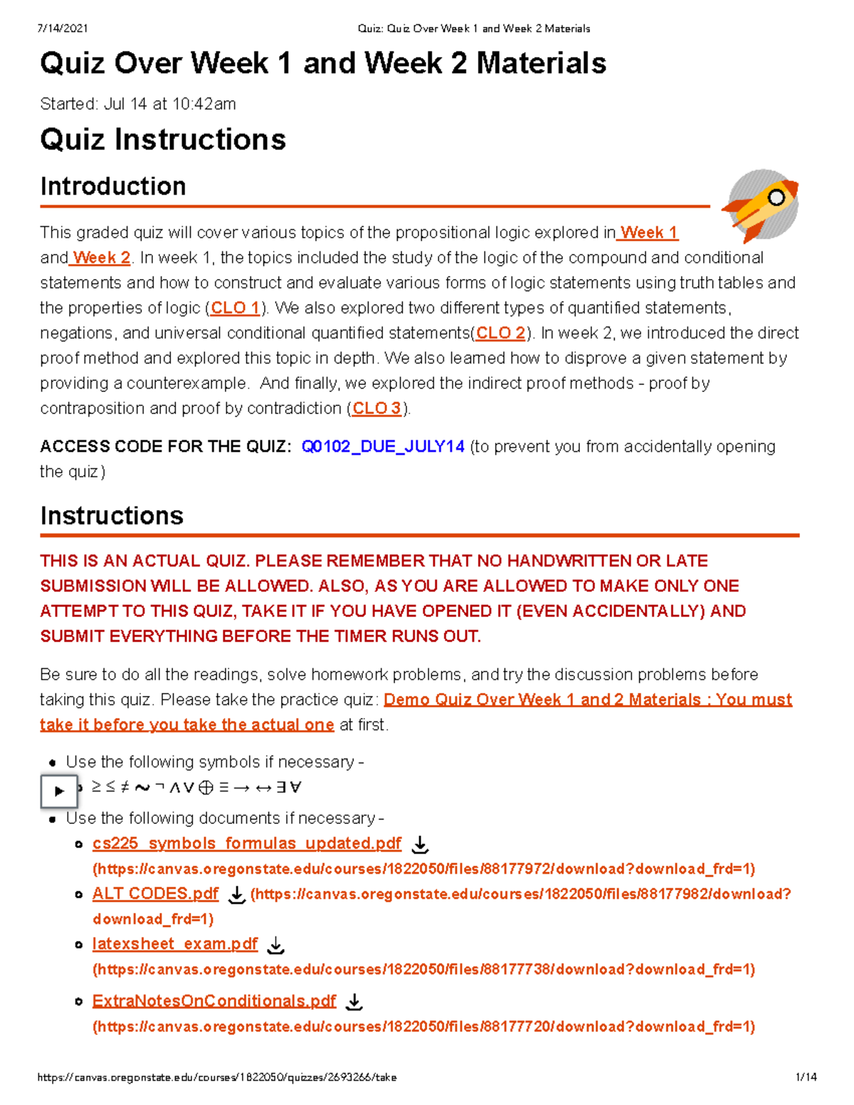 Quiz Quiz Over Week 1 and Week 2 Materials - Quiz Over Week 1 and Week ...