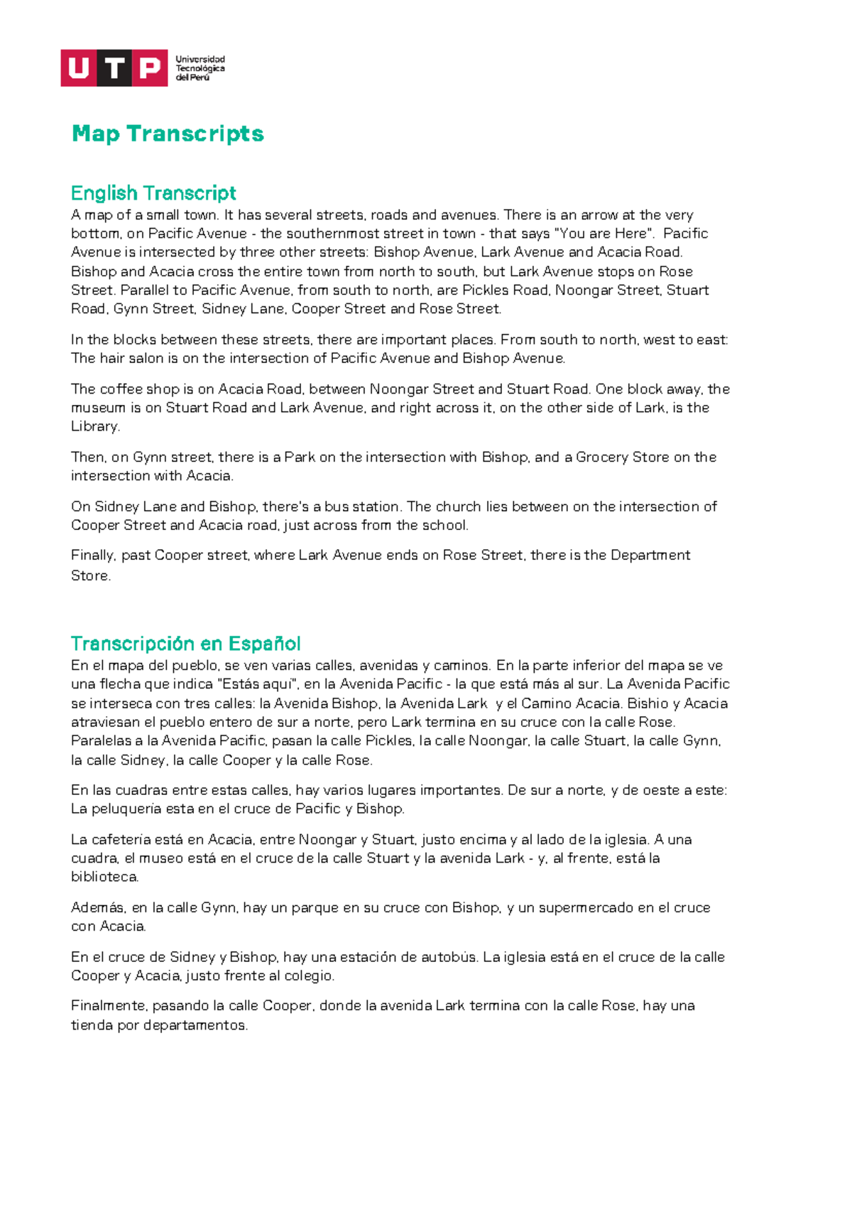 Week 8 - Transcript - Map Transcript - Map Transcripts English ...