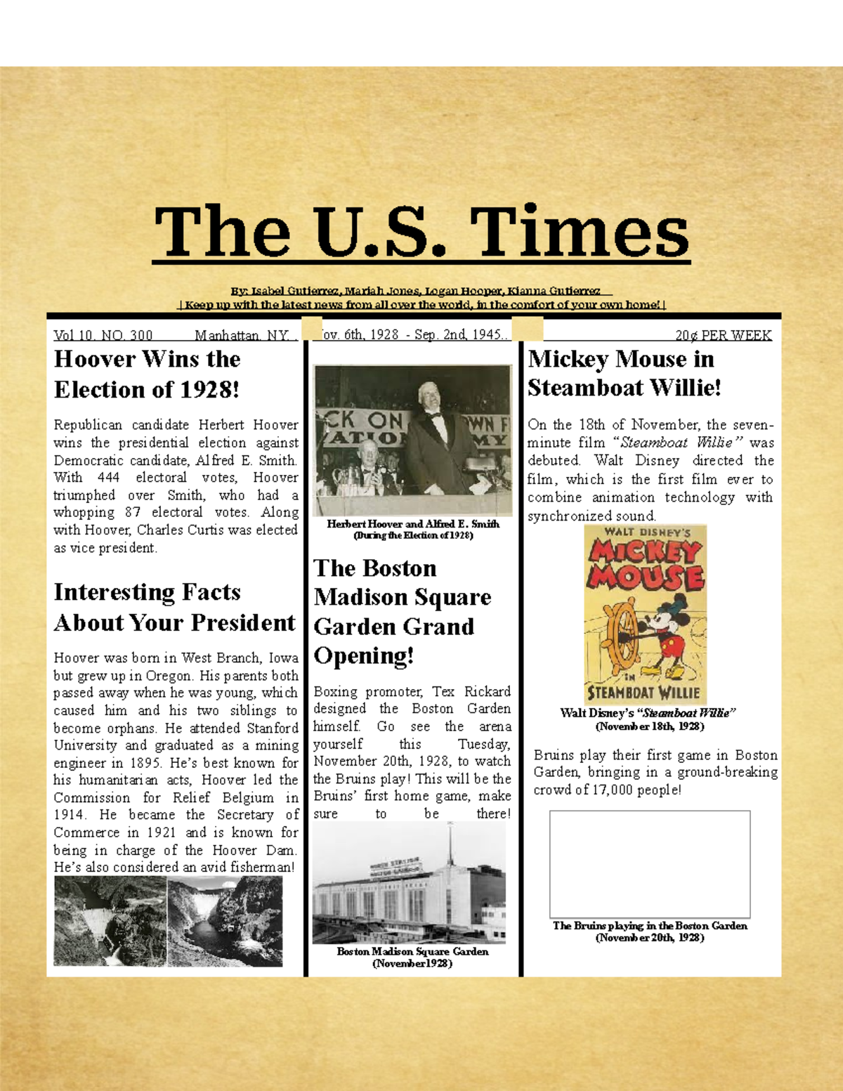 Magazine project - US History - The U. Times By: Isabel Gutierrez ...