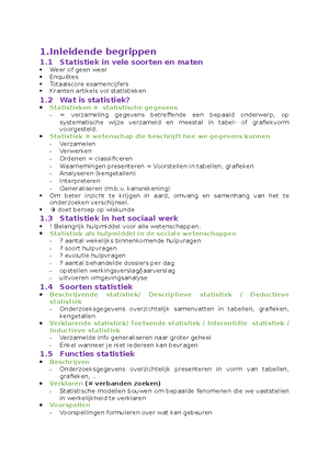 Statestiek tabbelen - korte inhoud PowerPoints - PowerPoint 1 inleiding ...