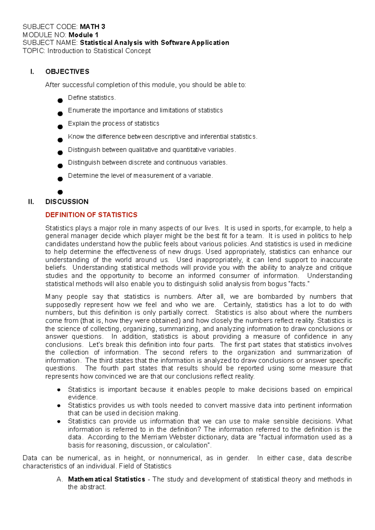Module 1 - xcvbnm, - SUBJECT CODE: MATH 3 MODULE NO: Module 1 SUBJECT ...