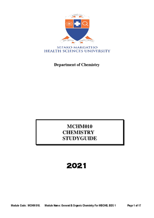 Mbchb Learner Guide 2021 - LEARNING GUIDE MBChB Year 1 2021 MCHM010 ...