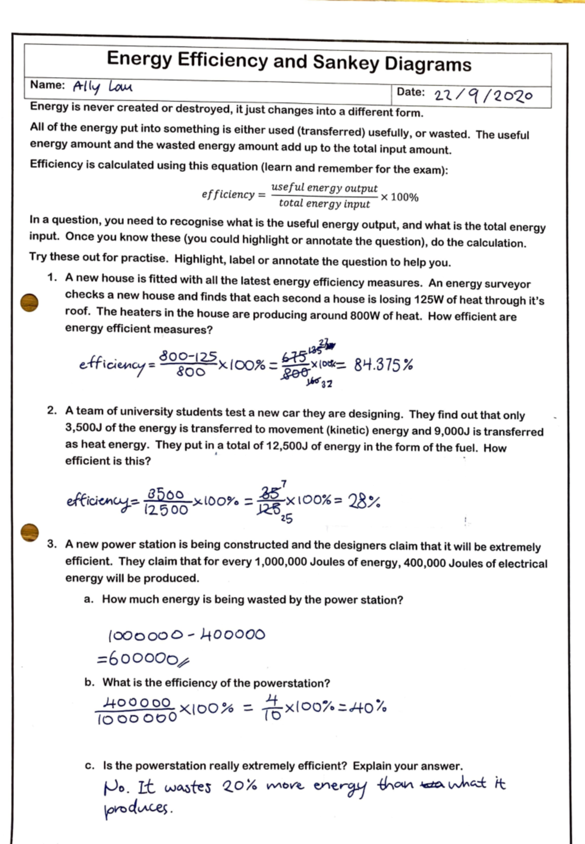 Energy Efficiency and Sankey Diagrams - «.M. I Date: 2 / Cf /Qo-Zo ...