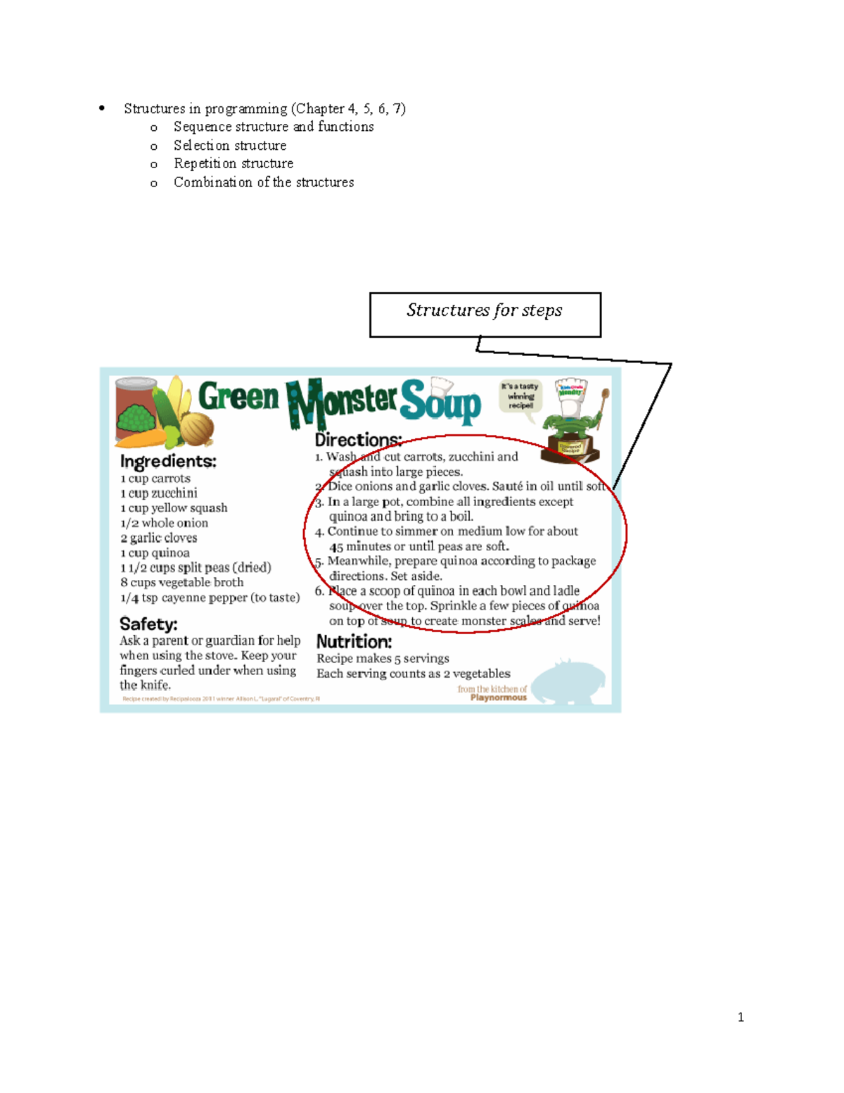 Activities for Chapter 4 - Structures in programming (Chapter 4, 5, 6 ...