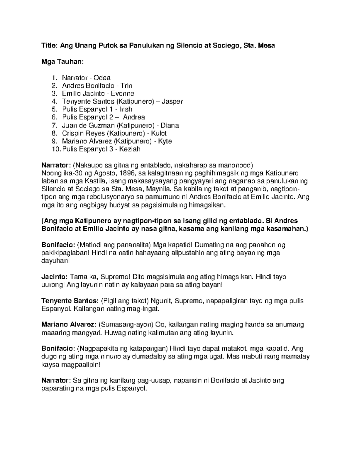 AP6SSES Dula Dulaan - Ang Unang Putok sa Panulukan ng Silencio at ...