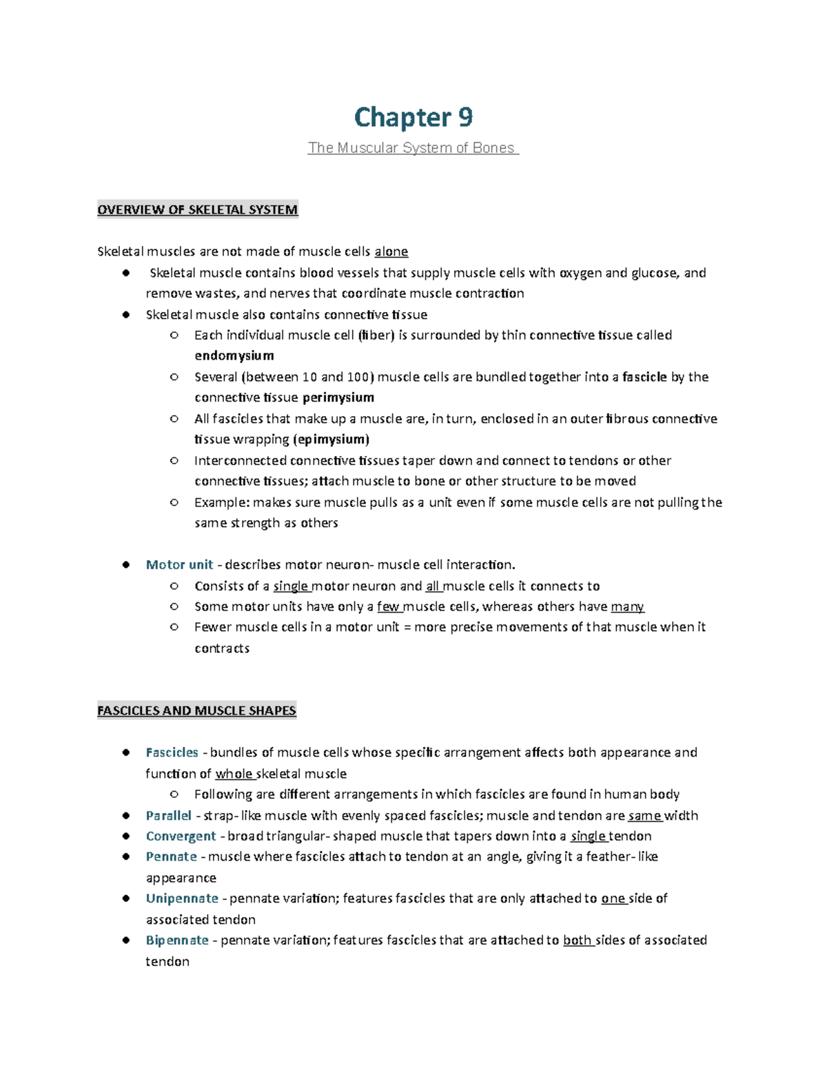 Ch. 9 Muscle System - BSC 2093C Anatomy and Physiology I Lctre-Lab ...