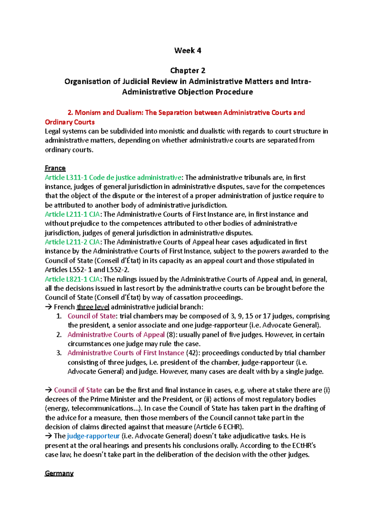 Week 4 - Readings Summary - Week 4 Chapter 2 Organisation of Judicial ...