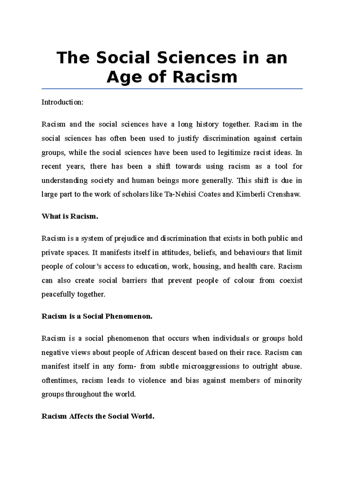 The Social Sciences in an Age of Racism - The Social Sciences in an Age ...