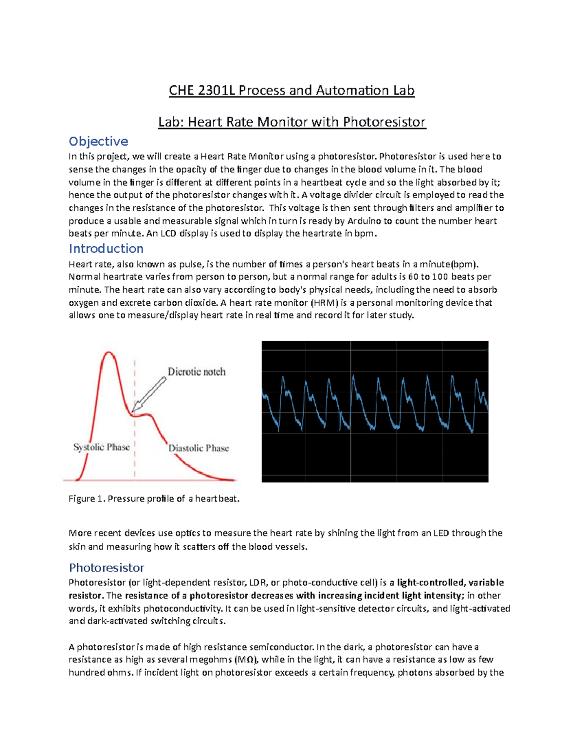 Lab Heart Rate Monitor CH 2301L - Control systems - UET Lahore - Studocu