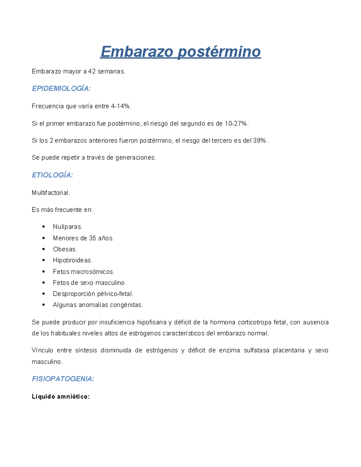 7-Embarazo postérmino - Embarazo postérmino Embarazo mayor a 42 semanas ...