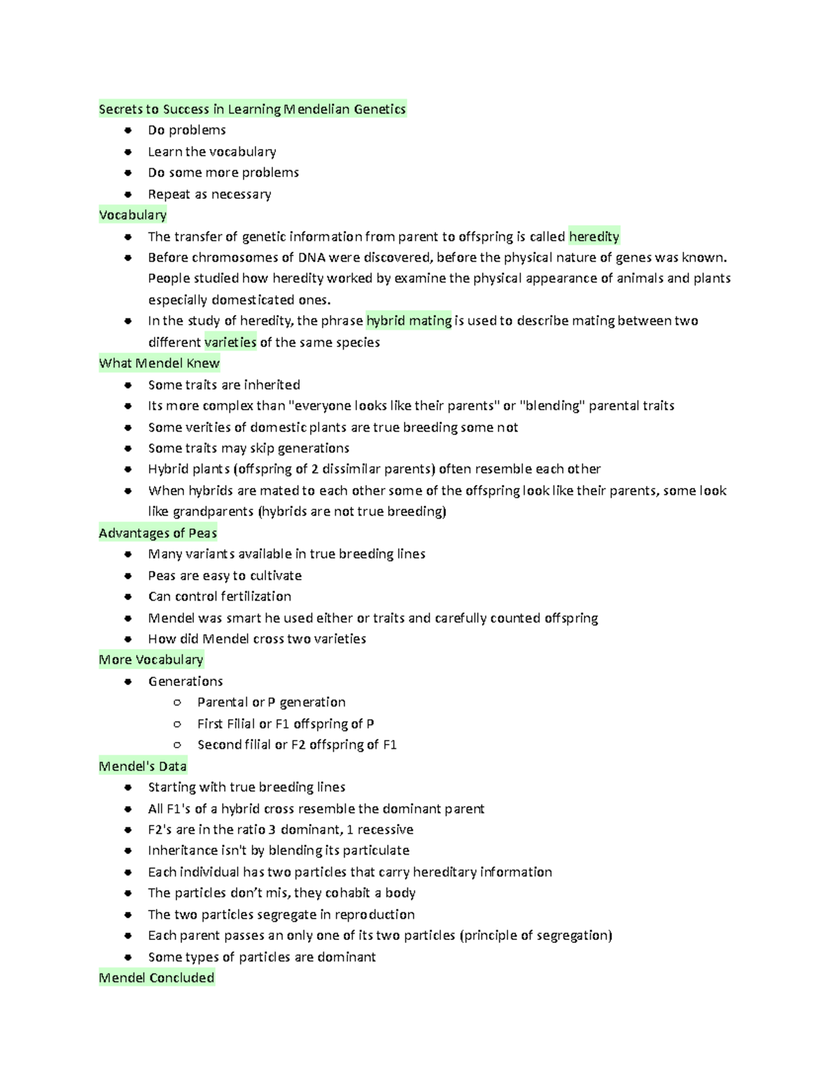 Chapeter 14 - Genetics - Secrets to Success in Learning Mendelian ...