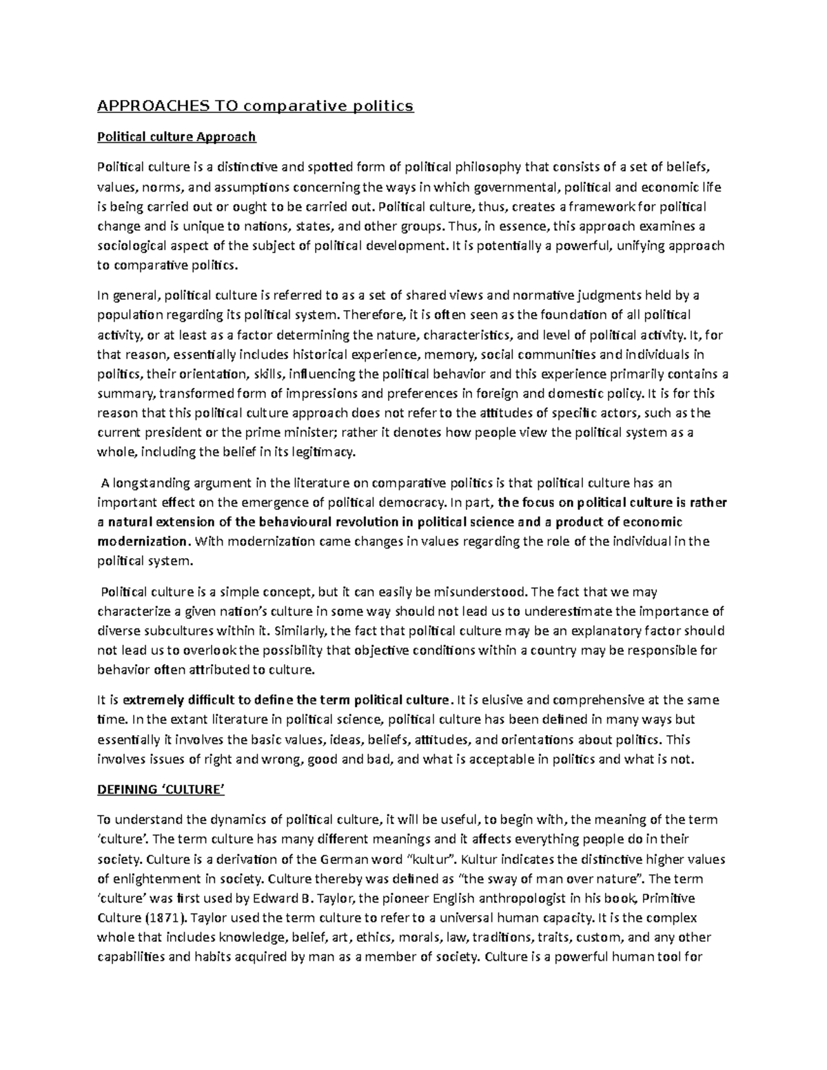 Approaches TO comparative politics - APPROACHES TO comparative politics ...