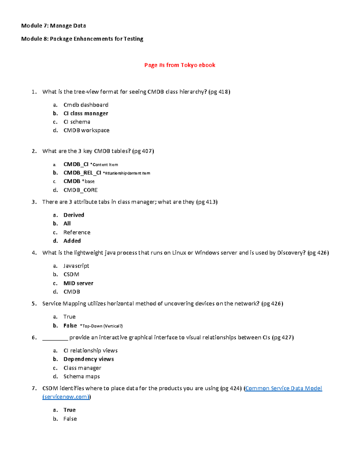 Tokyo CSA Exam questions module 7 and 8 - Module 7: Manage Data Module ...