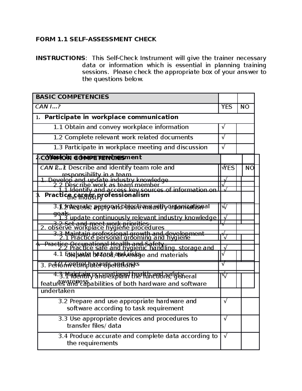 Self assessment checklist_emjsmilE - FORM 1 SELF-ASSESSMENT CHECK INSTRUCTIONS : This Self-Check ...