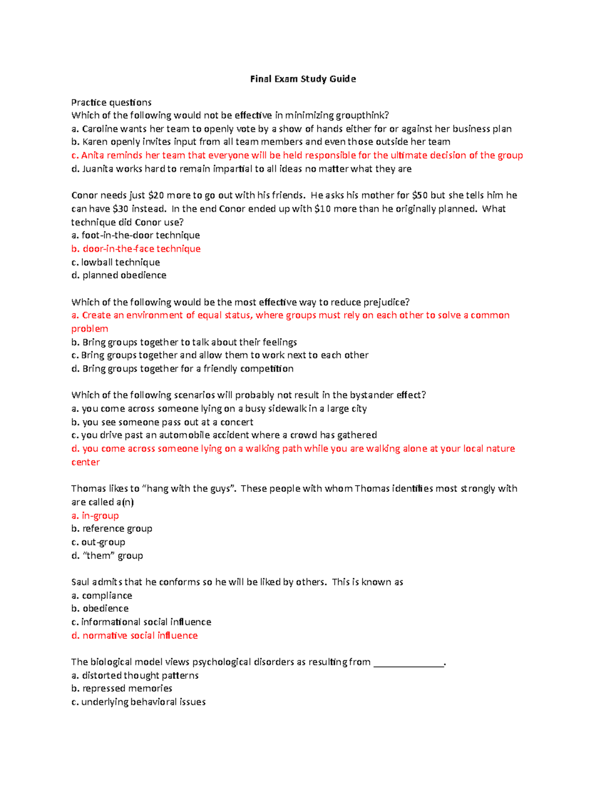 Exam 5 Study Guide Key - Final Exam Study Guide Practice questions ...