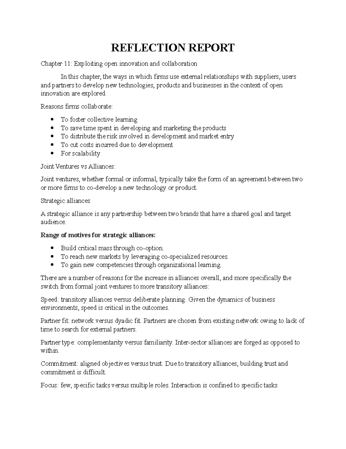 Reflection Report-11 - Exploiting open innovation and collaboration ...