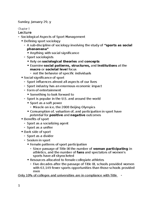 Sports Management Chapter 12 Notes - Sunday, January 29, y Chapter 12 ...