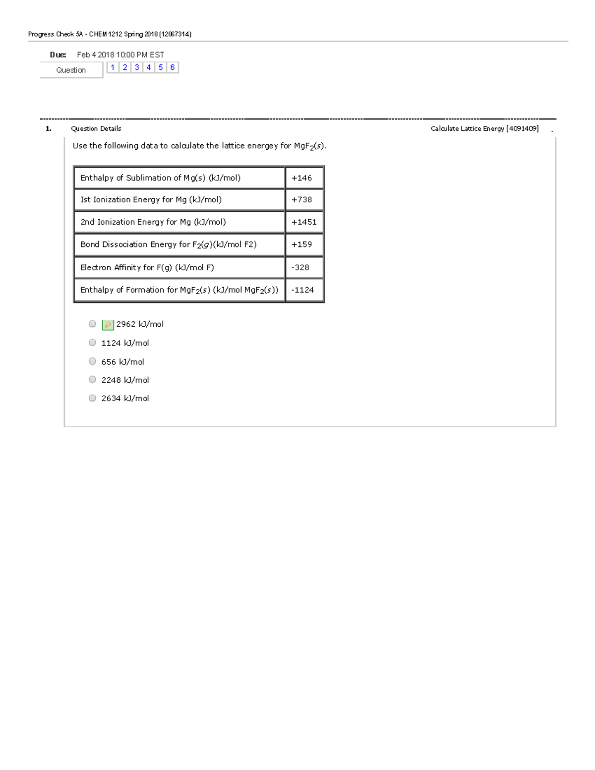Progress Check 5 - Quiz - Progress Check 5A - CHEM 1212 Spring 2018 ...