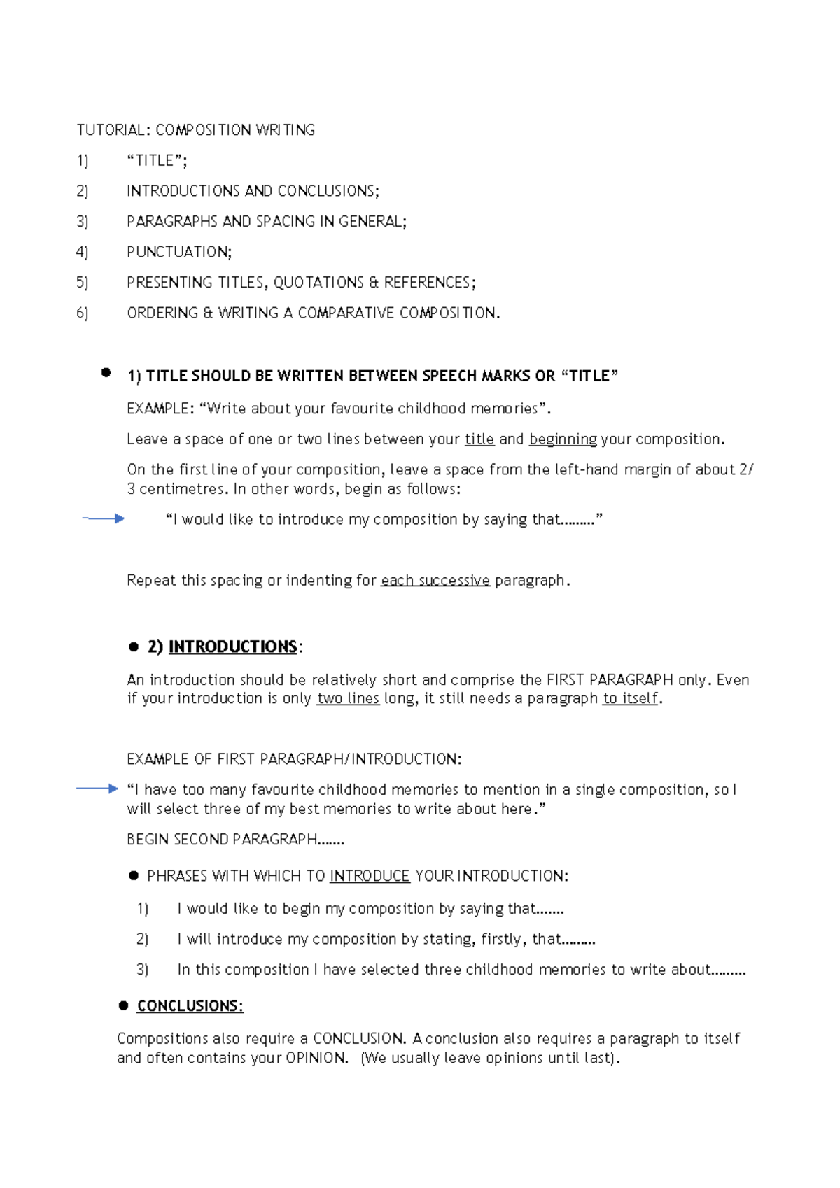 Composition structure (esame inglese 2) - TUTORIAL: COMPOSITION WRITING ...