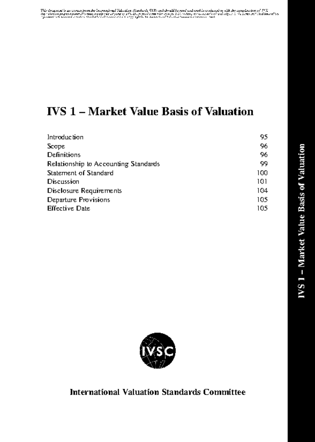 IVS 1 - course - IVS 1 – Market Value Basis of Valuation Introduction ...