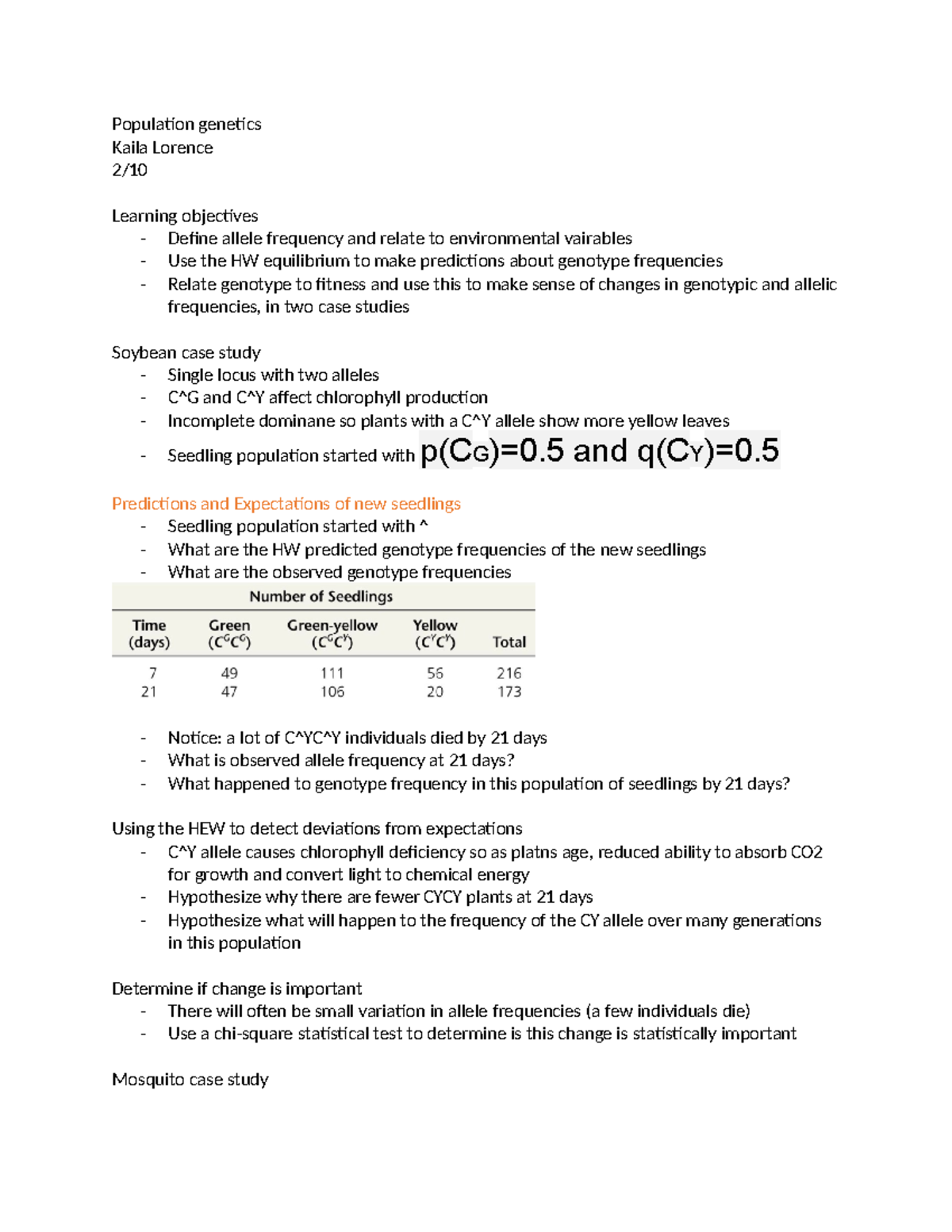 Population genetics 2:10 - Population genetics Kaila Lorence 2 ...