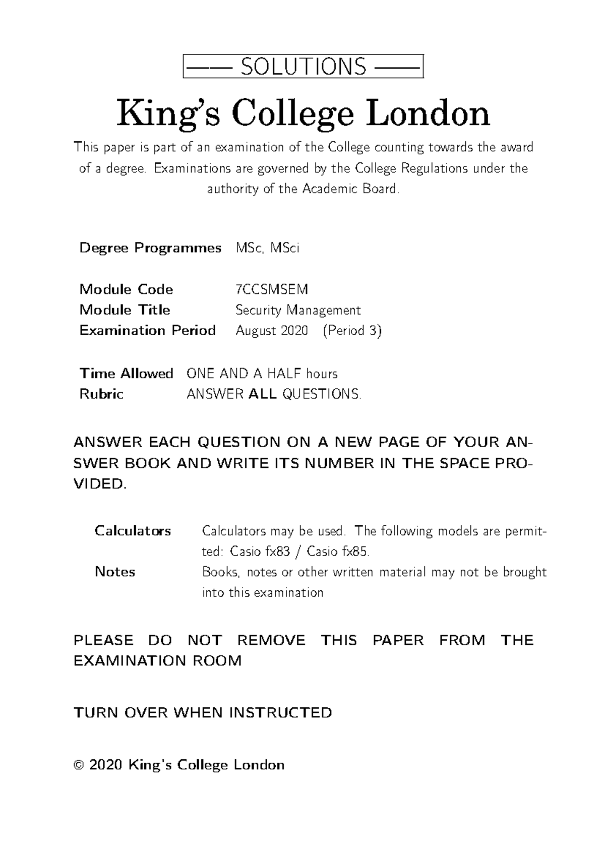 7 Ccsmsem-August 2020- Solutions - King’s College London This paper is ...