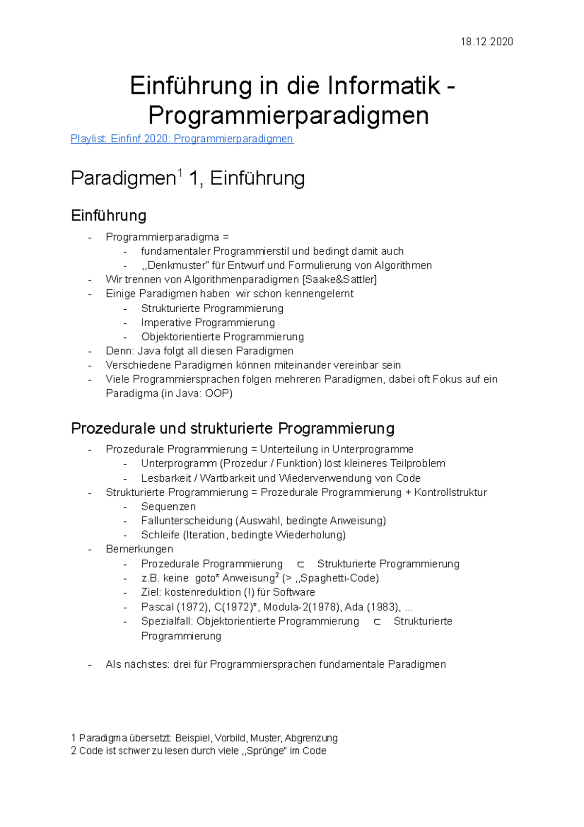 Programmierparadigmen - Einführung in die Informatik ...
