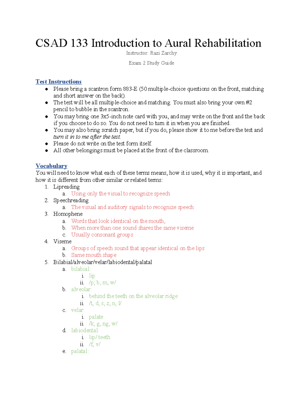 CSAD 133 Exam 2 Study Guide - CSAD 133 Introduction to Aural ...