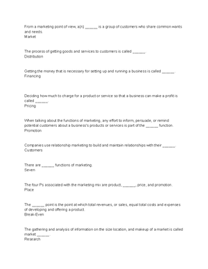 Chapter 5 Entrepreneurship - Marketing All of the processes - planning ...