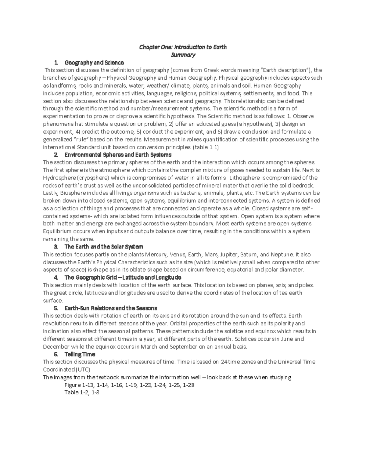 Chapter One - Physical geography includes aspects such as landforms ...