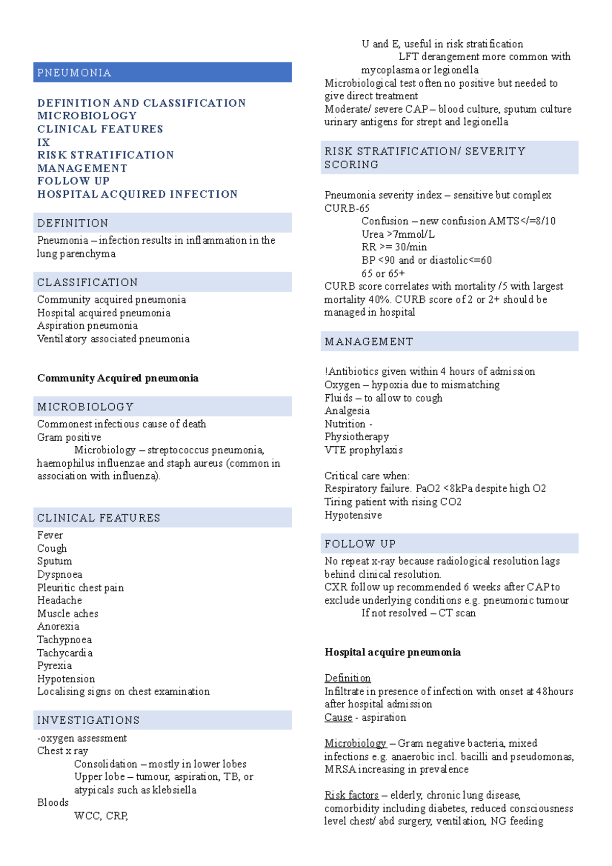 Pneumonia - PNEUMONIA DEFINITION AND CLASSIFICATION MICROBIOLOGY ...