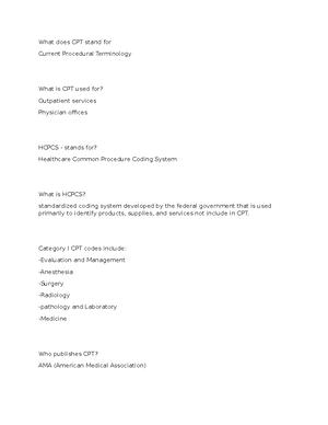 Cpt Review Guide - basic cpt coding course - Procedure Code Code identifying medical treatment ...