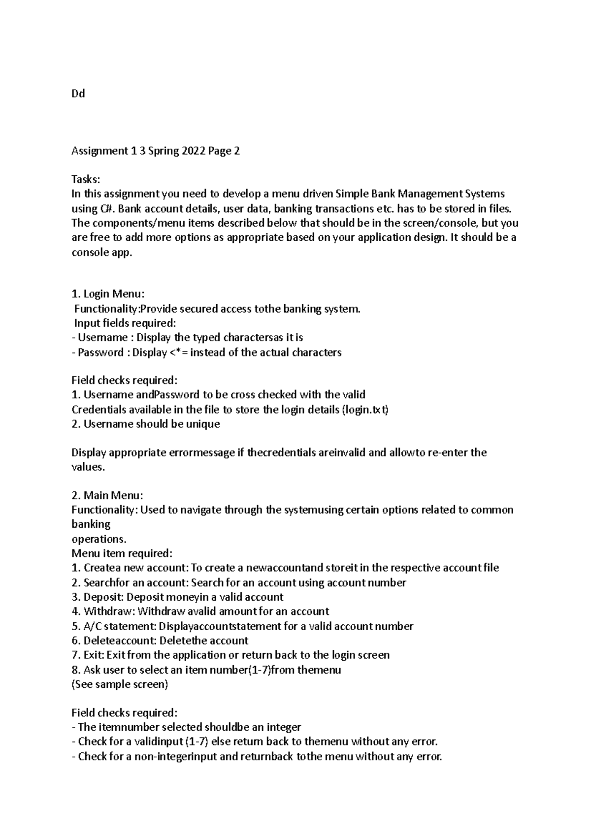 Data notes - data 2 - Dd Assignment 1 3 Spring 2022 Page 2 Tasks: In ...