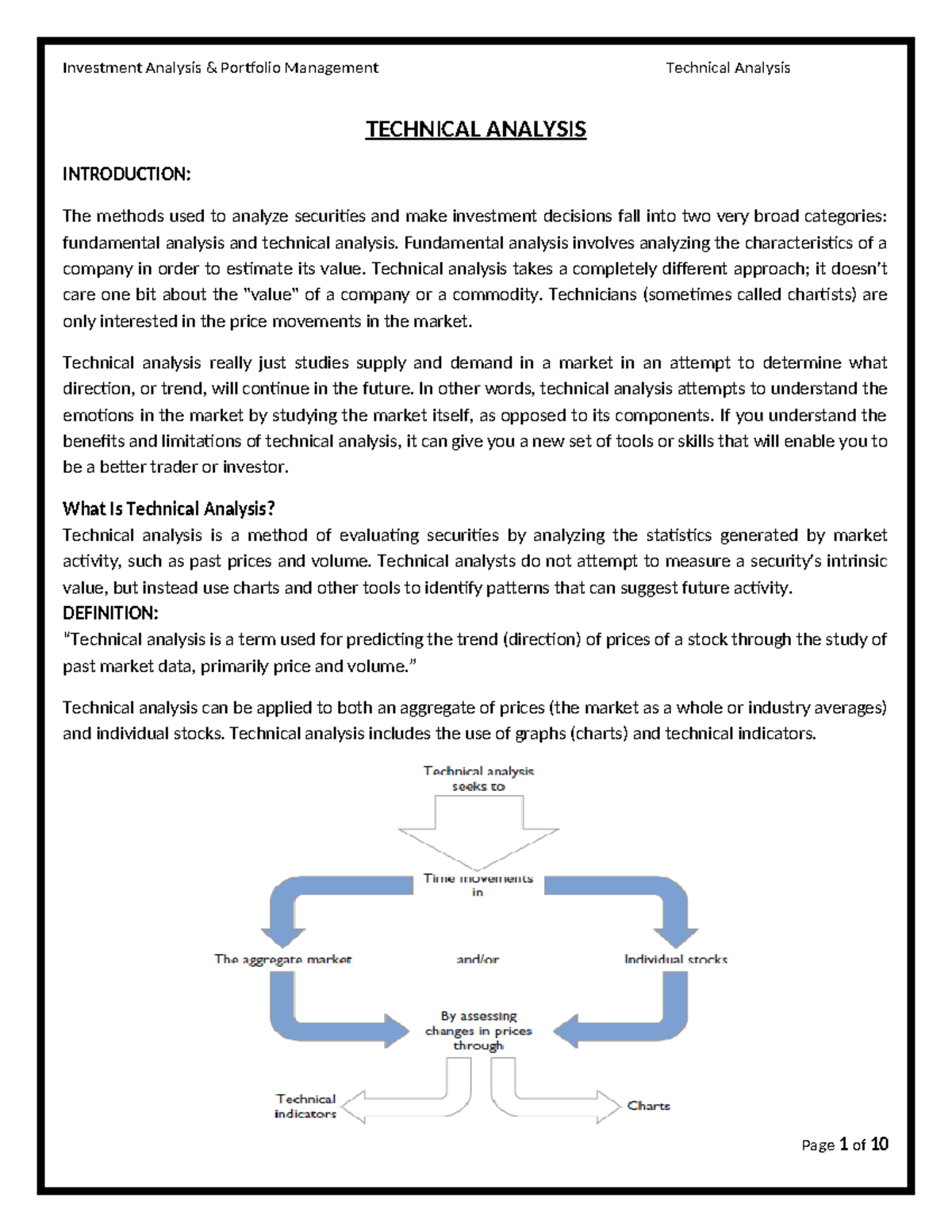 Technical Analysis - TECHNICAL ANALYSIS INTRODUCTION: The methods used ...