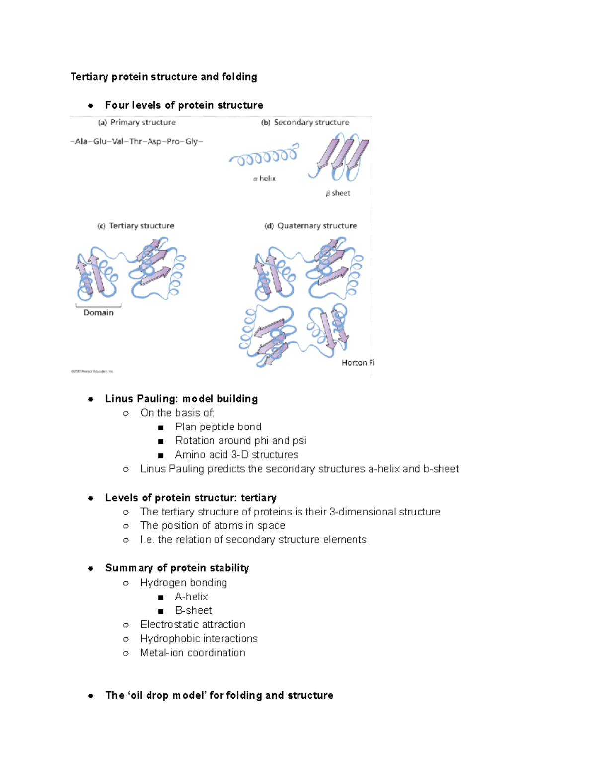 Lecture 9 Tertiary Protein Structure and Folding - Tertiary protein ...