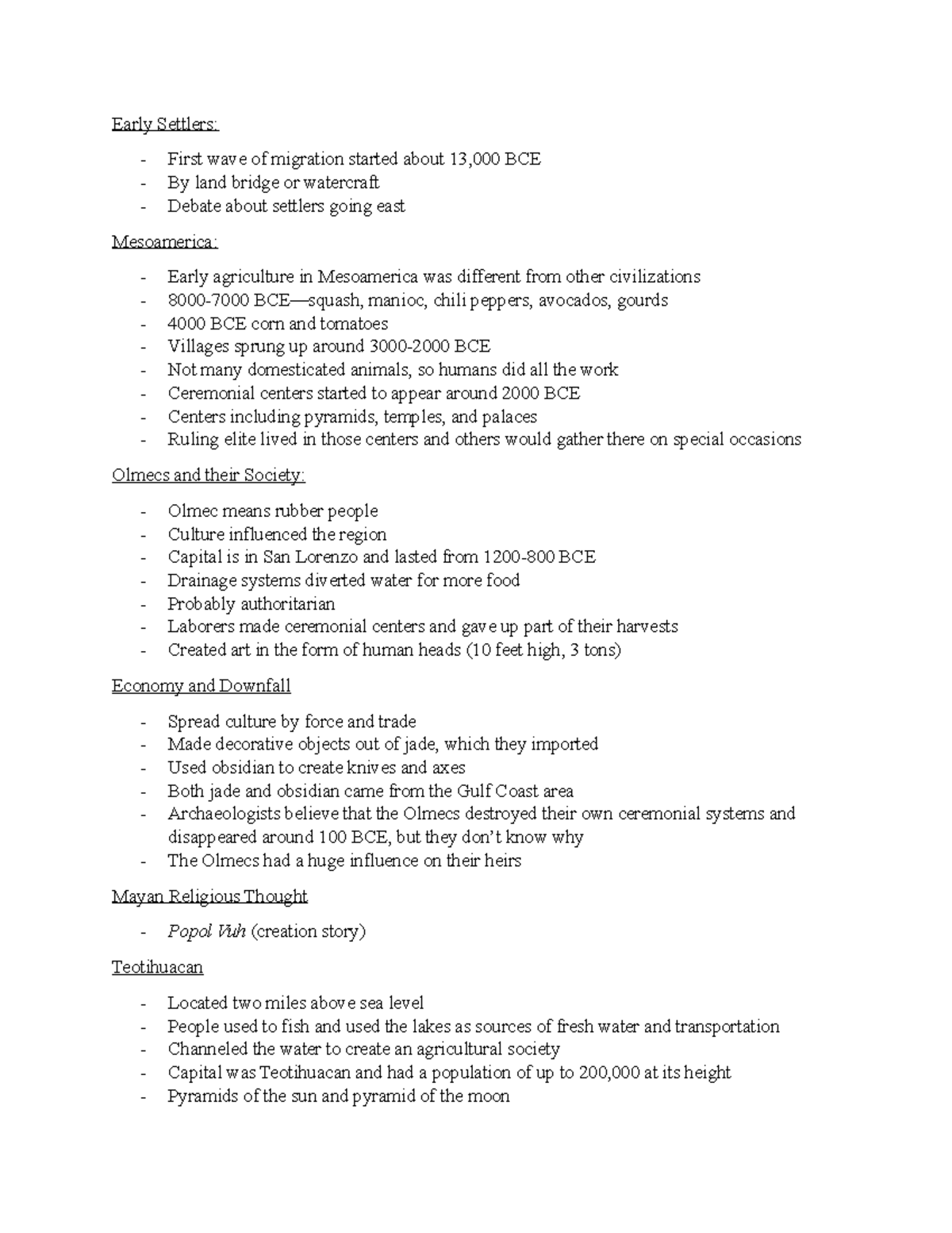 The Americas and Oceania Notes - Early Settlers: First wave of ...