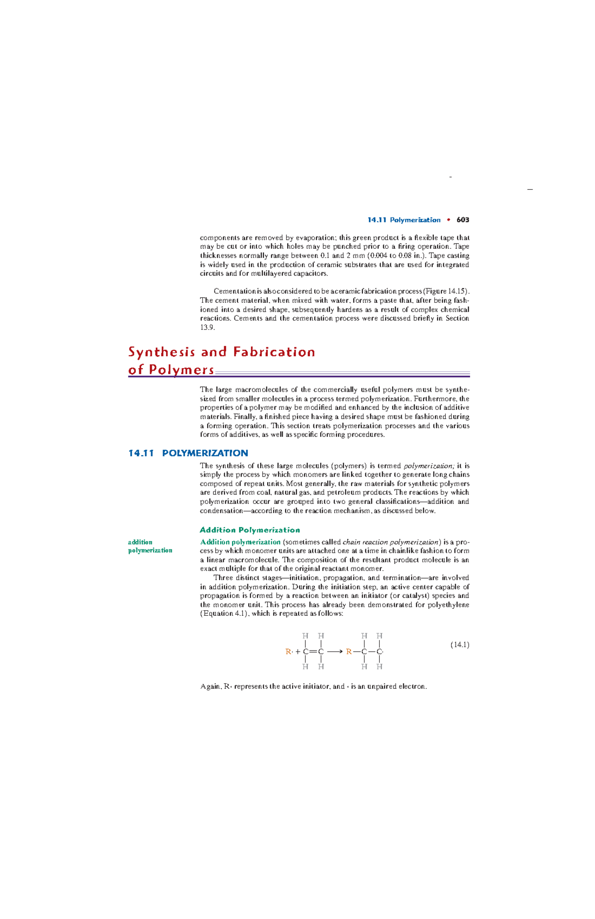 Fundamentals of Materials Science and Engineering ( PDFDrive )-64 - 14 Polymerization • 603 ...