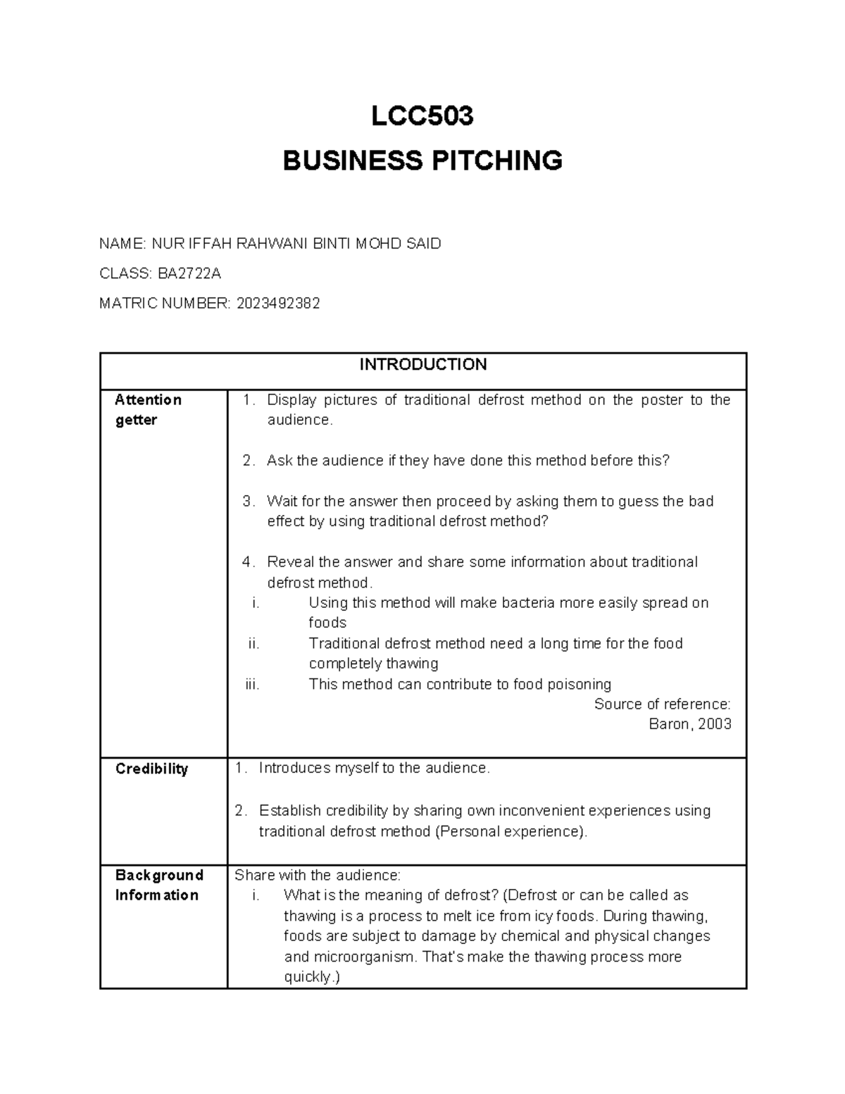 Pitching Iffah - LCC BUSINESS PITCHING NAME: NUR IFFAH RAHWANI BINTI ...