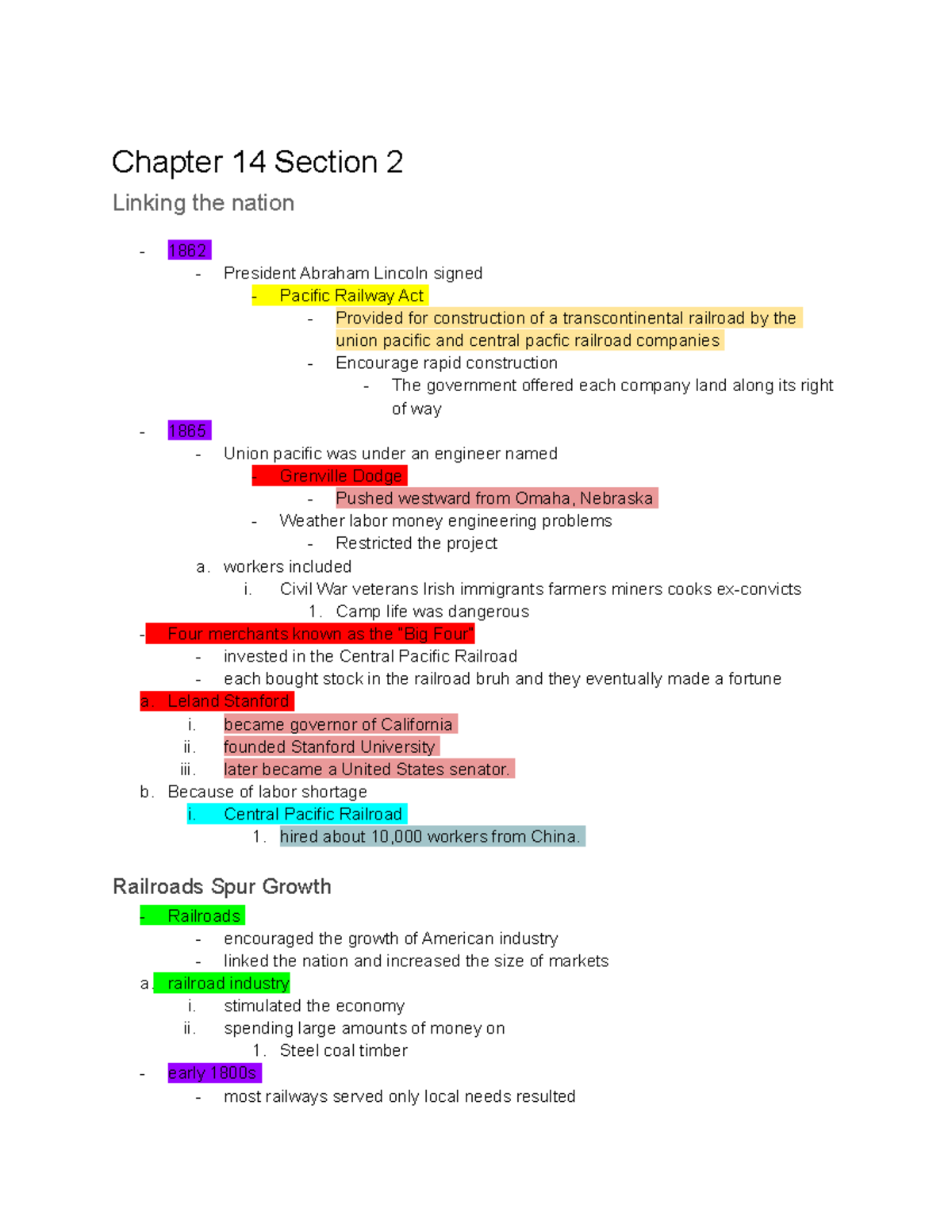 Chapter 14 Section 2 - Summary of the history of america - Chapter 14 Section 2 Linking the ...