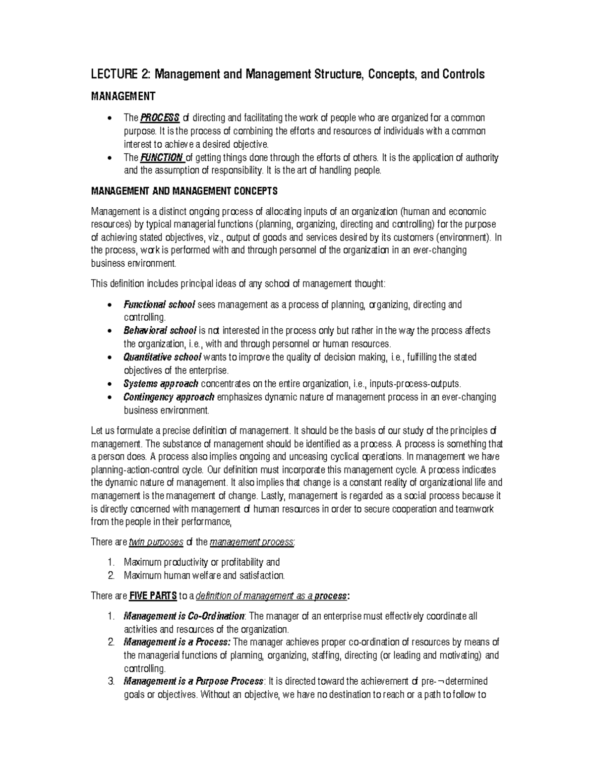 Lecture 2 Management - References - LECTURE 2: Management and ...