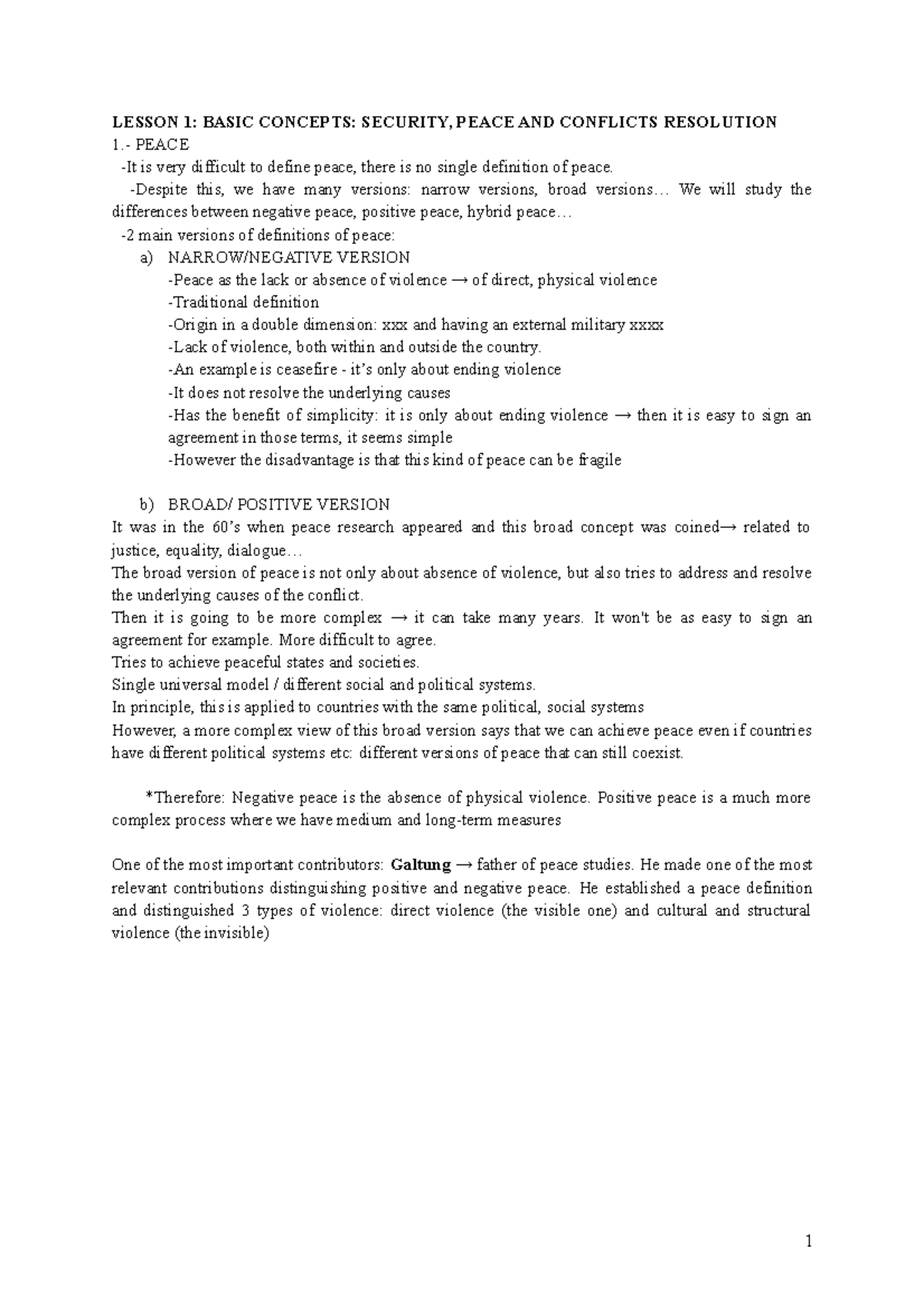 Security, Peace and Conflic Resolution PART II (8-12) - UC3M - Studocu