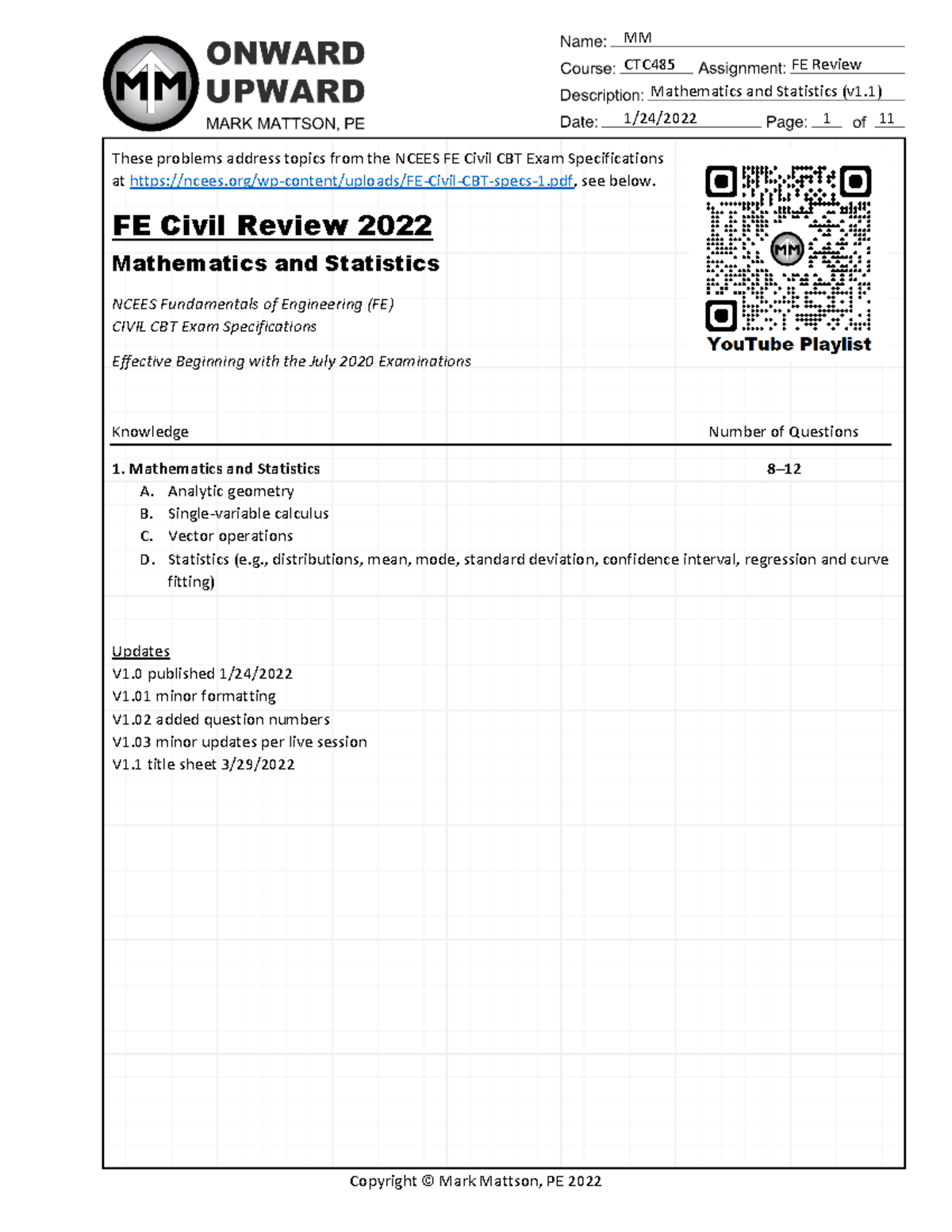 FE Math 2022 - Important - CTC485 FE Review Mathematics and Statistics ...